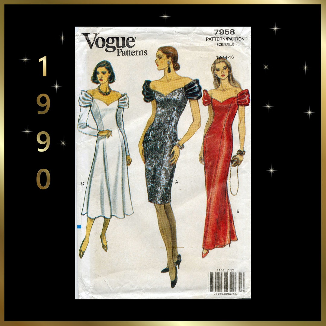 Vogue 7958 Evening Dress Sewing Pattern, Size 12-16, 1990s, Uncut - Etsy