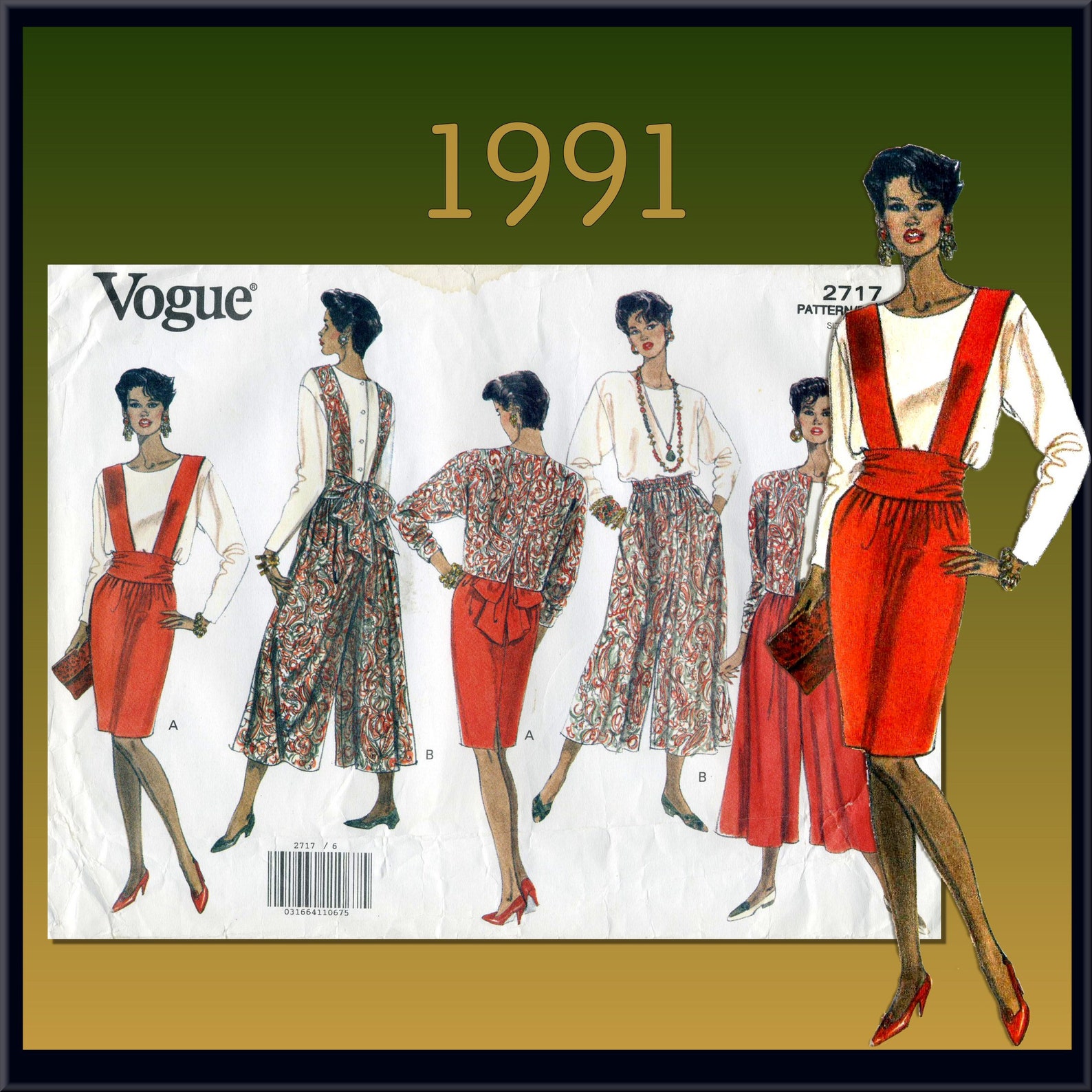 Vogue 2717, Vintage 1990s, Sewing Pattern for Jacket, Top, Skirt, Split ...