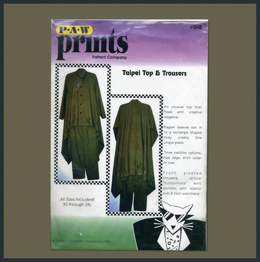 Taipei Top and Trousers Sewing Pattern: Vintage 1990s, XS-5XL - Etsy
