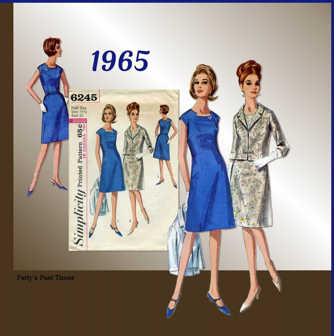 Simplicity 6245 Dress and Jacket 1960s Sewing Pattern Petite, Bust 35 ...