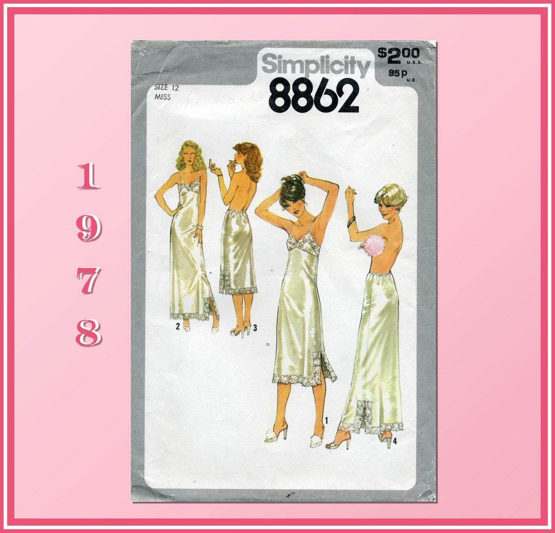 Vintage Slip and Half Slip 1970s Sewing Pattern Simplicity 8862 Uncut ...