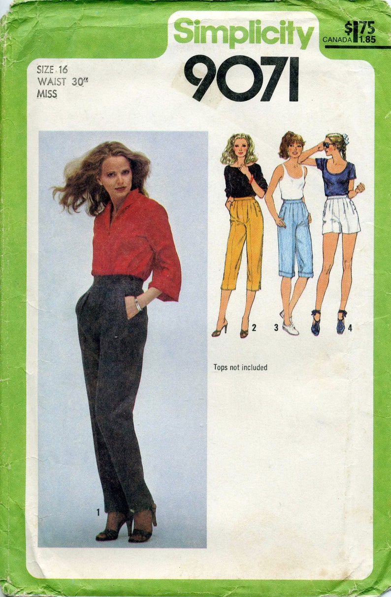 Simplicity 9071, Vintage Late 1970s, Misses' Long Pants, Long Shorts or ...