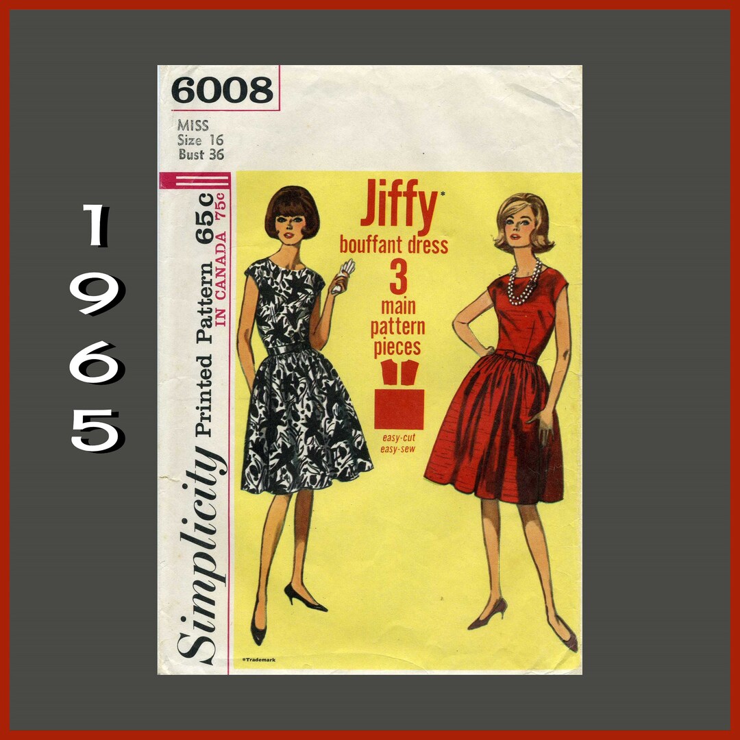 Simplicity 6008, Vintage 60s, Simple-to-sew, Sewing Pattern, for Dress ...