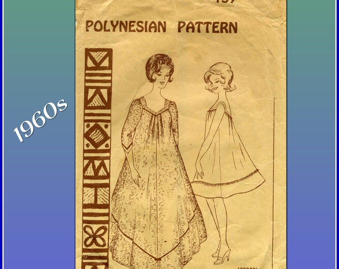 Polynesian Patterns 137 Hawaii Muumuu 1960s Vintage Sewing Pattern ...
