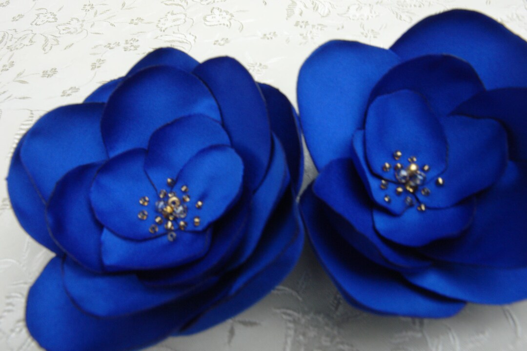 Royal Blue Satin Flower Hair Clip Fascinator, Bridal Accessory - Etsy