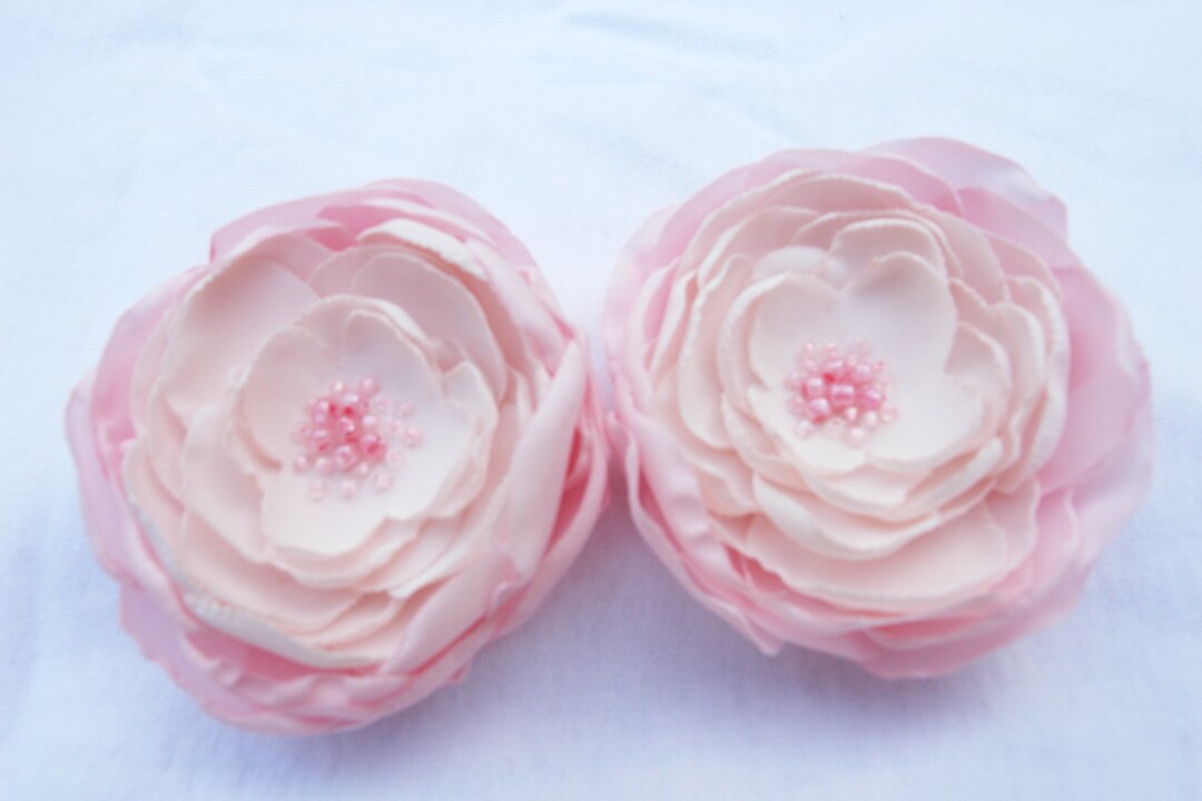 Blush Pink Satin Flower Clip, Bridal Hair Accessory - Etsy