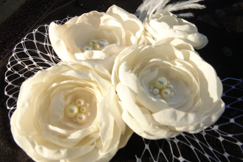 Ivory Flower Clip Hair Fascinator Bridal Headpiece Wedding - Etsy