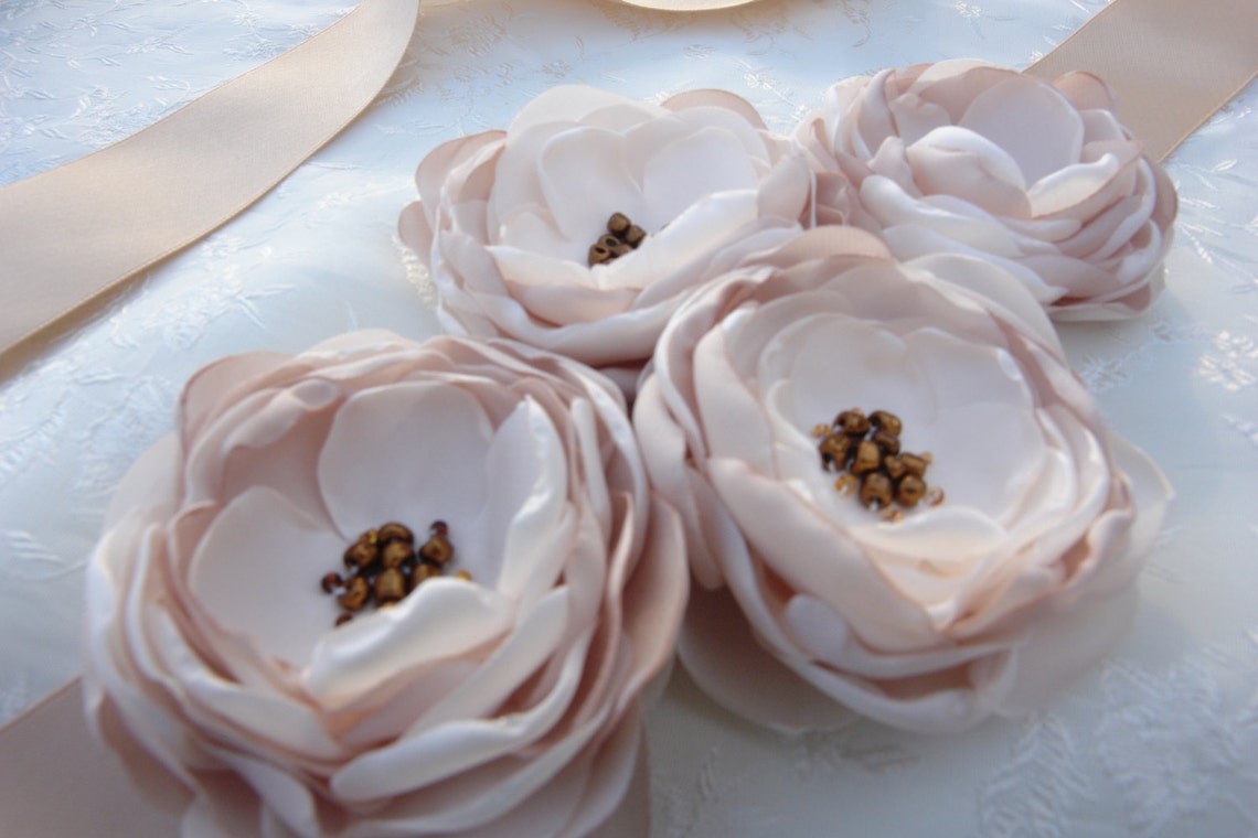 Blush Champagne Ivory Sash emma Wedding Ribbon - Etsy