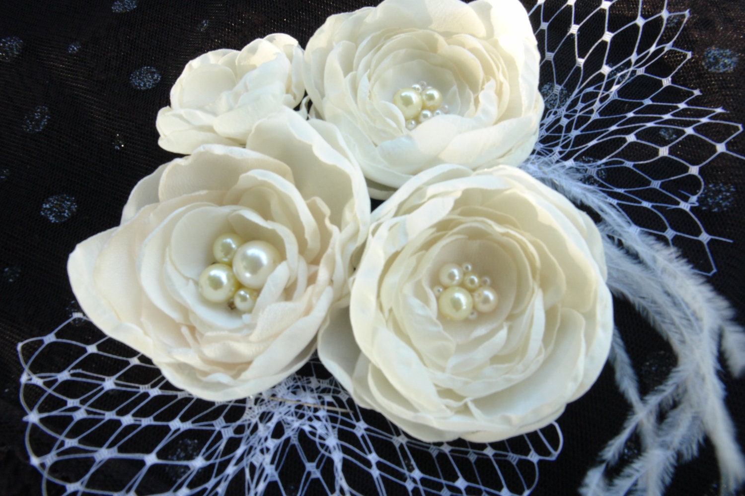 Ivory Flower Clip Hair Fascinator Bridal Headpiece Wedding - Etsy