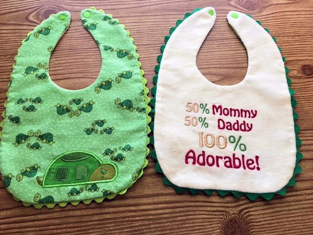 Turtle Bib,reversible Bib, Adorable Bib, Groovy Baby Bib, Green Bib ...