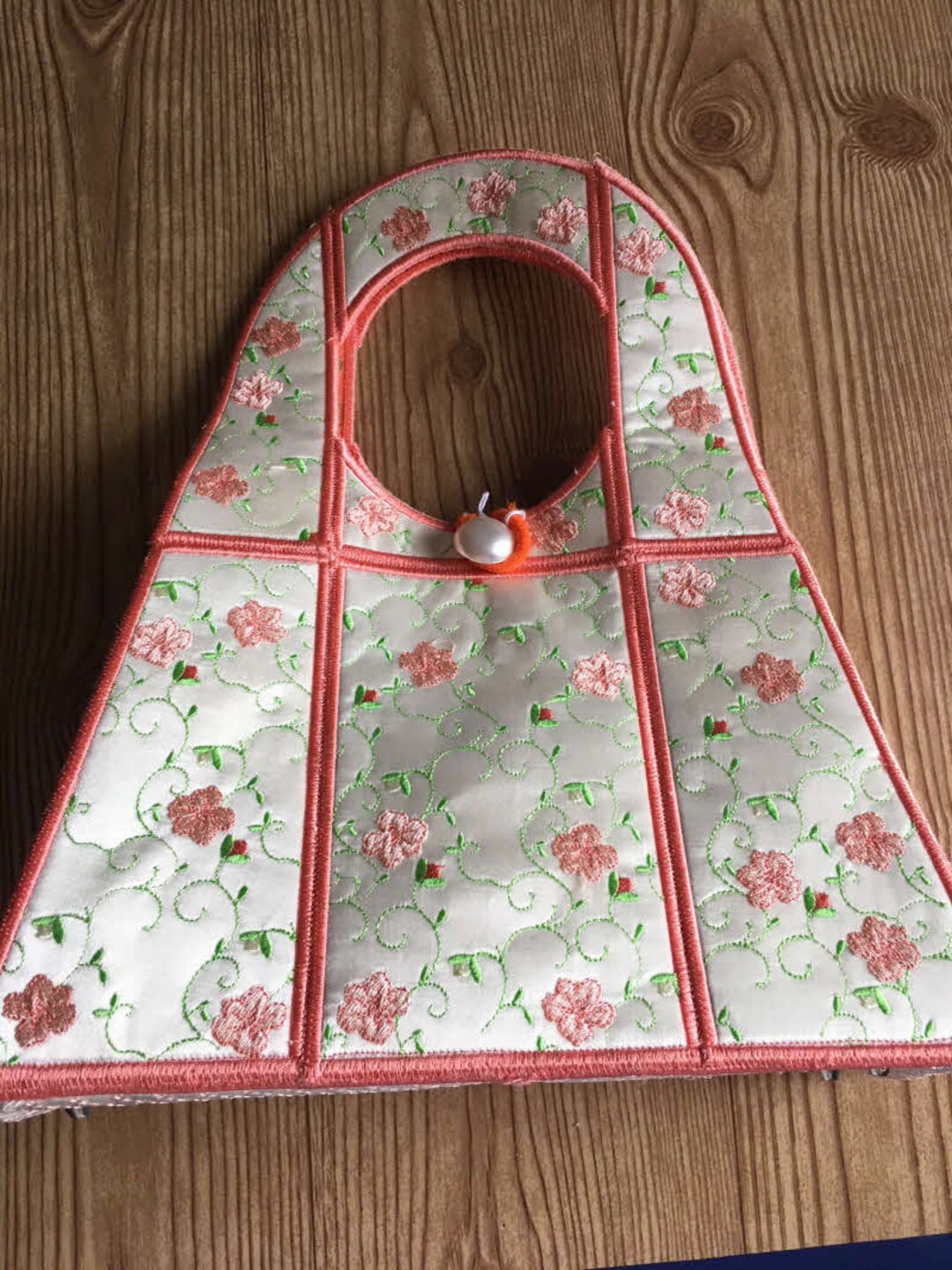 Ladies Handbag, Peach Handbag, Peach Cream Satin Purse, Sewniqboutiq ...