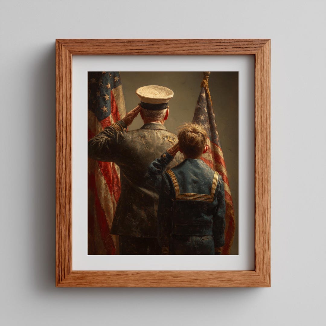 Patriotic Military Tribute Print – Vintage Cadet & Veteran Americana ...