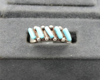 Zuni Sterling Silver Multi-stone Inlay Ring - Size 9 With Vibrant ...