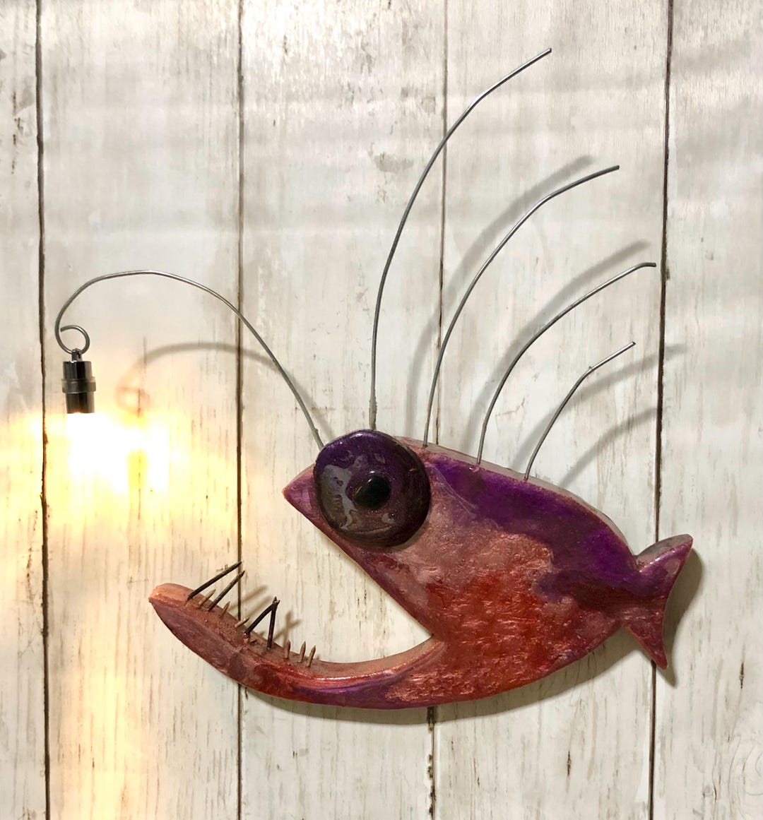 Deep Sea Angler Fish Made With Wood and Epoxy. Has Bright Twist on ...