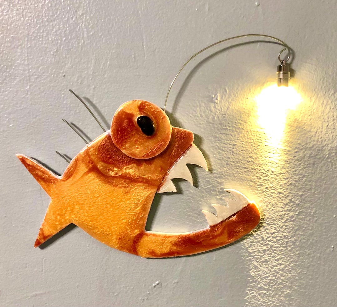 Deep Sea Angler Fish Made With Wood and Epoxy. Has Bright Twist on ...
