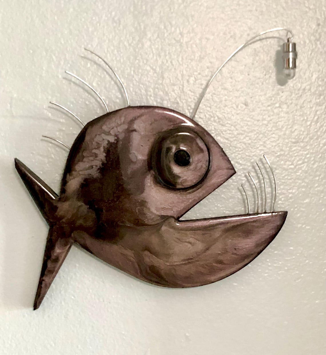 Deep Sea Angler Fish, Hand Made With Wood and Beautiful Bright Brown ...