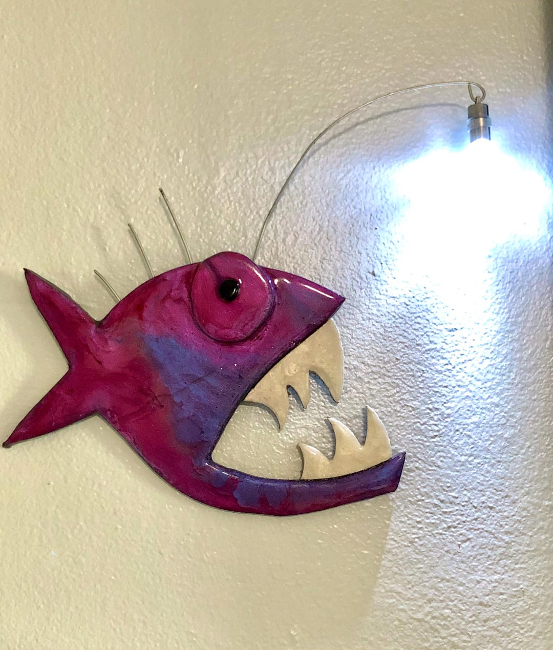 Deep Sea Angler Lantern Fish, Made With Wood and Beautiful Epoxy. Has ...