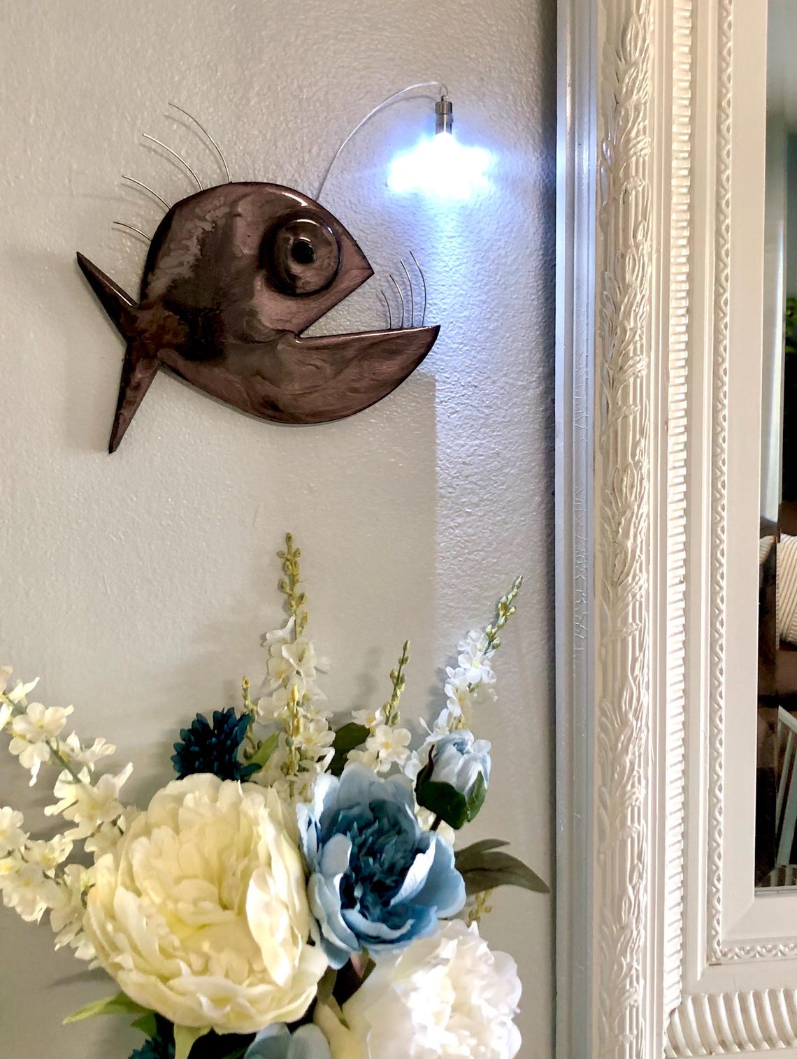 Deep Sea Angler Fish, Hand Made With Wood and Beautiful Bright Brown ...