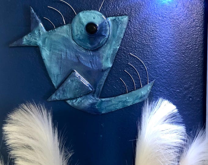 Deep Sea Angler Fish Made With Wood & Purple, Blue Epoxy. Has Bright ...