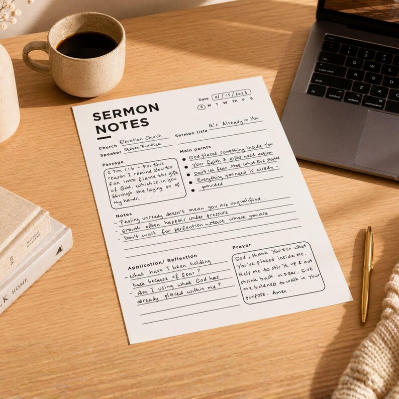 Printable Sermon Notes PDF, Bible Study Notes Template, Church Notes ...