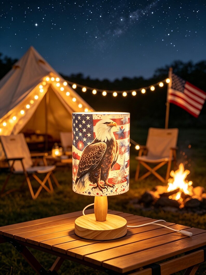 American Eagle Lamp, Patriotic Table Lamp With Dimmable Light, PLA Eco ...