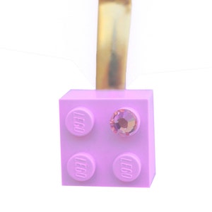 Light Pink LEGO® Brick 2x2 With a Pink SWAROVSKI® Crystal on a Silver ...