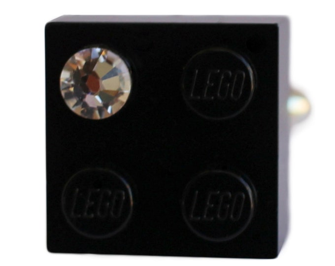 Black LEGO® Brick 2x2 With a diamond Color SWAROVSKI® Crystal on a ...