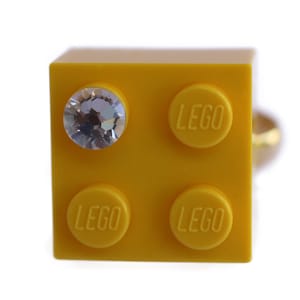 Yellow LEGO® Brick 2x2 With a ‘diamond’ Color SWAROVSKI® Crystal on a ...