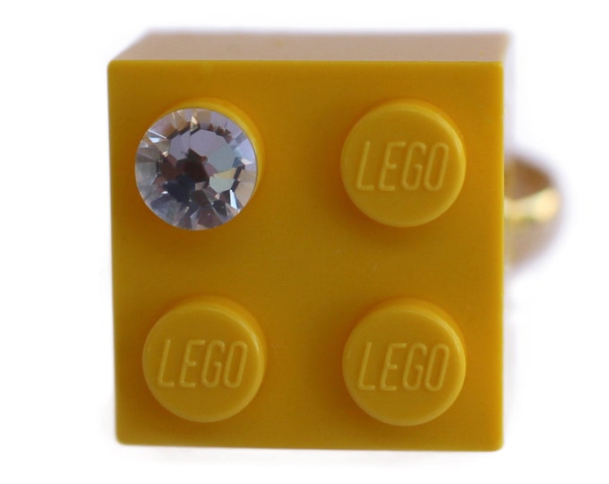 Yellow LEGO® Brick 2x2 With a ‘diamond’ Color SWAROVSKI® Crystal on a ...