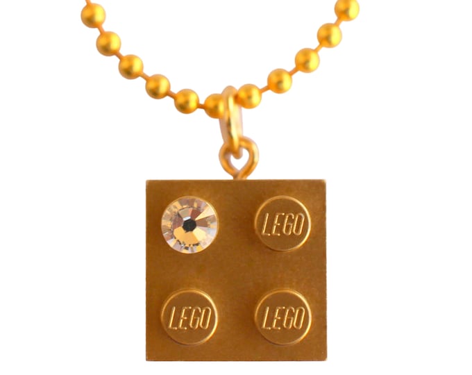 Metallic Gold LEGO® Brick 2x2 With a diamond Color SWAROVSKI® Crystal ...