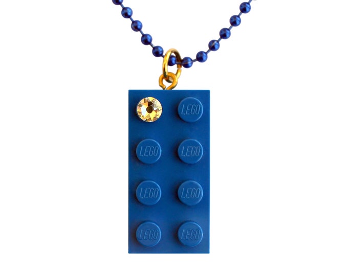Dark Blue LEGO® Brick 2x4 With a 'diamond' Color SWAROVSKI® Crystal on ...