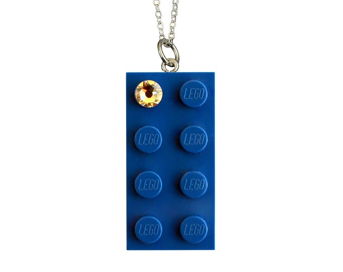 Dark Blue LEGO® Brick 2x4 With a 'diamond' Color SWAROVSKI® Crystal on ...