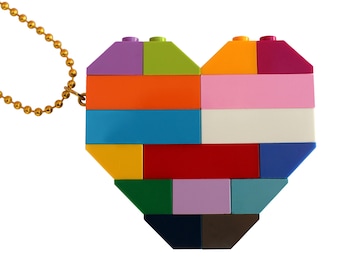 Playful Colorful Necklace Chunky Heart Pendant Made From - Etsy