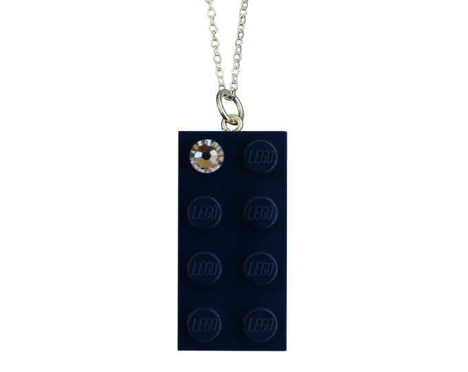 Navy Blue LEGO® Brick 2x4 With a 'diamond' Color SWAROVSKI® Crystal on ...