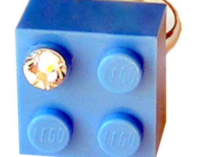 Light Blue LEGO® Brick 2x2 With a diamond Color SWAROVSKI® Crystal on a ...