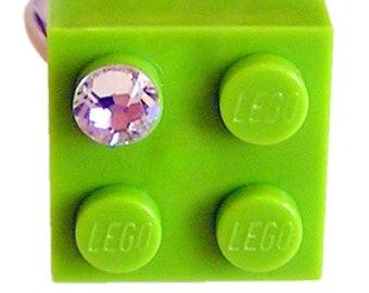 Light Green LEGO® Brick 2x2 With a diamond Color SWAROVSKI® - Etsy