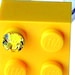 Yellow LEGO® Brick 2x2 With a Yellow SWAROVSKI® Crystal on a Silver ...