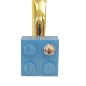Light Blue LEGO® Brick 2x2 With a diamond Color SWAROVSKI® Crystal on a ...