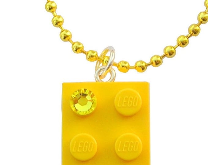 Yellow LEGO® Brick 2x4 With a Yellow SWAROVSKI® Crystal on a Silver ...