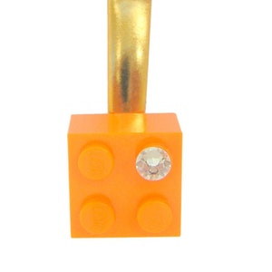 Orange LEGO® Brick 2x2 With a ‘diamond’ Color SWAROVSKI® Crystal on a ...