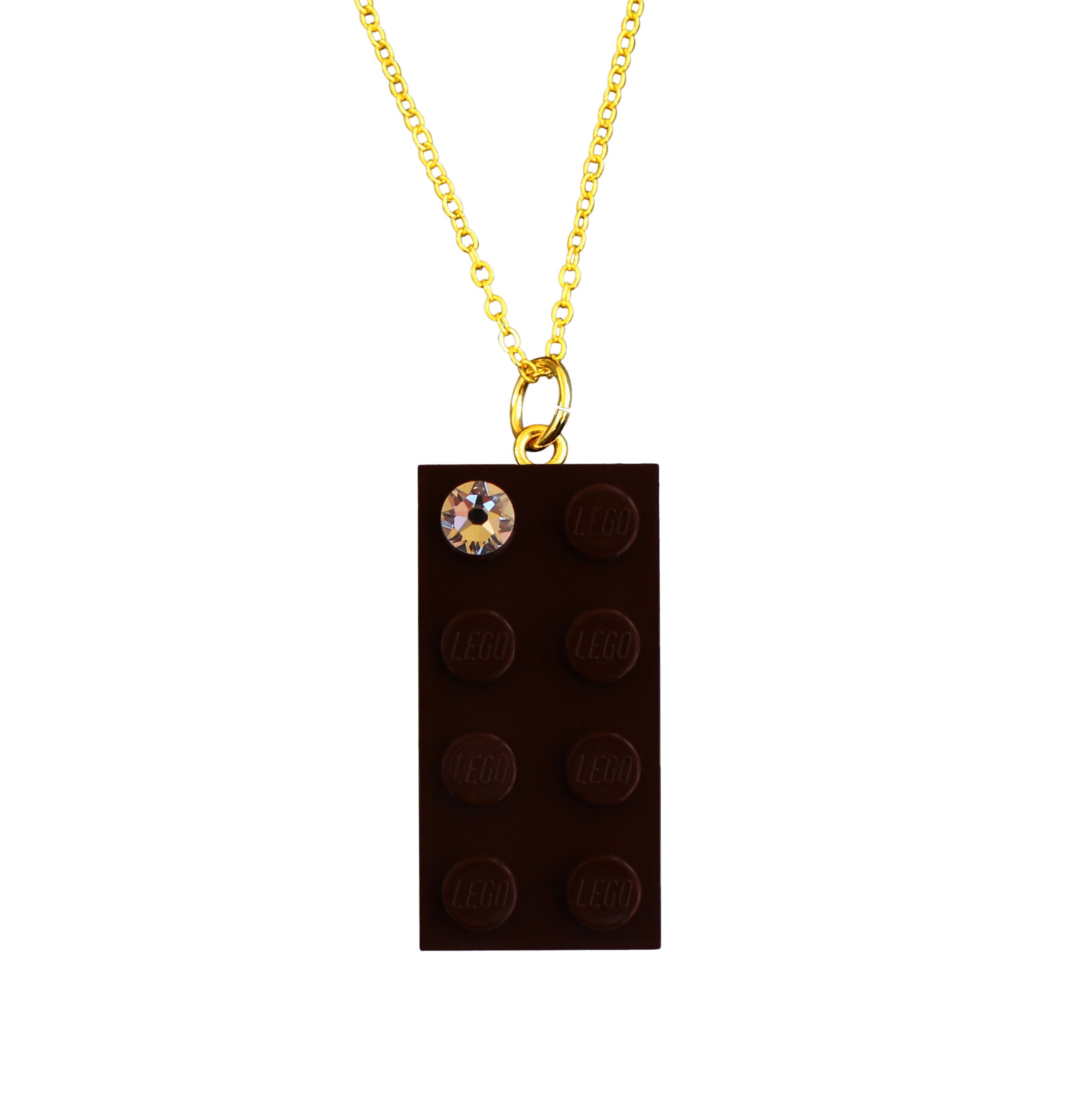 Brown LEGO® Brick 2x4 With a 'diamond' Color SWAROVSKI® Crystal on a ...