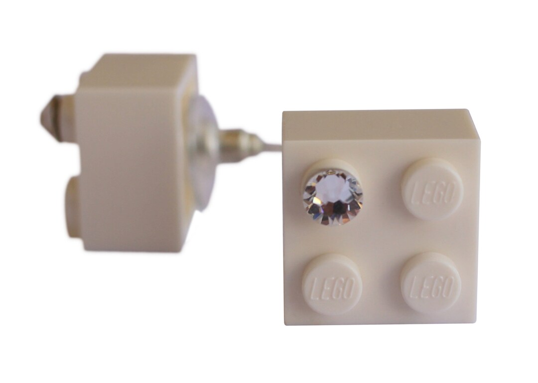 White LEGO® Brick 2x2 With a 'diamond' Color SWAROVSKI® Crystal on a ...