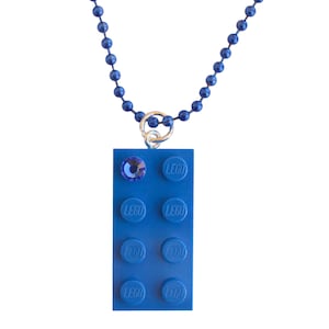 Dark Blue LEGO® Brick 2x4 With a Blue SWAROVSKI® Crystal on a Silver ...