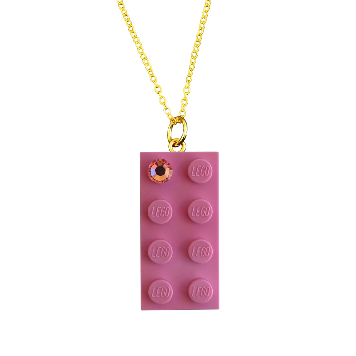 Light Pink LEGO® Brick 2x4 With a Pink SWAROVSKI® Crystal on a Silver ...