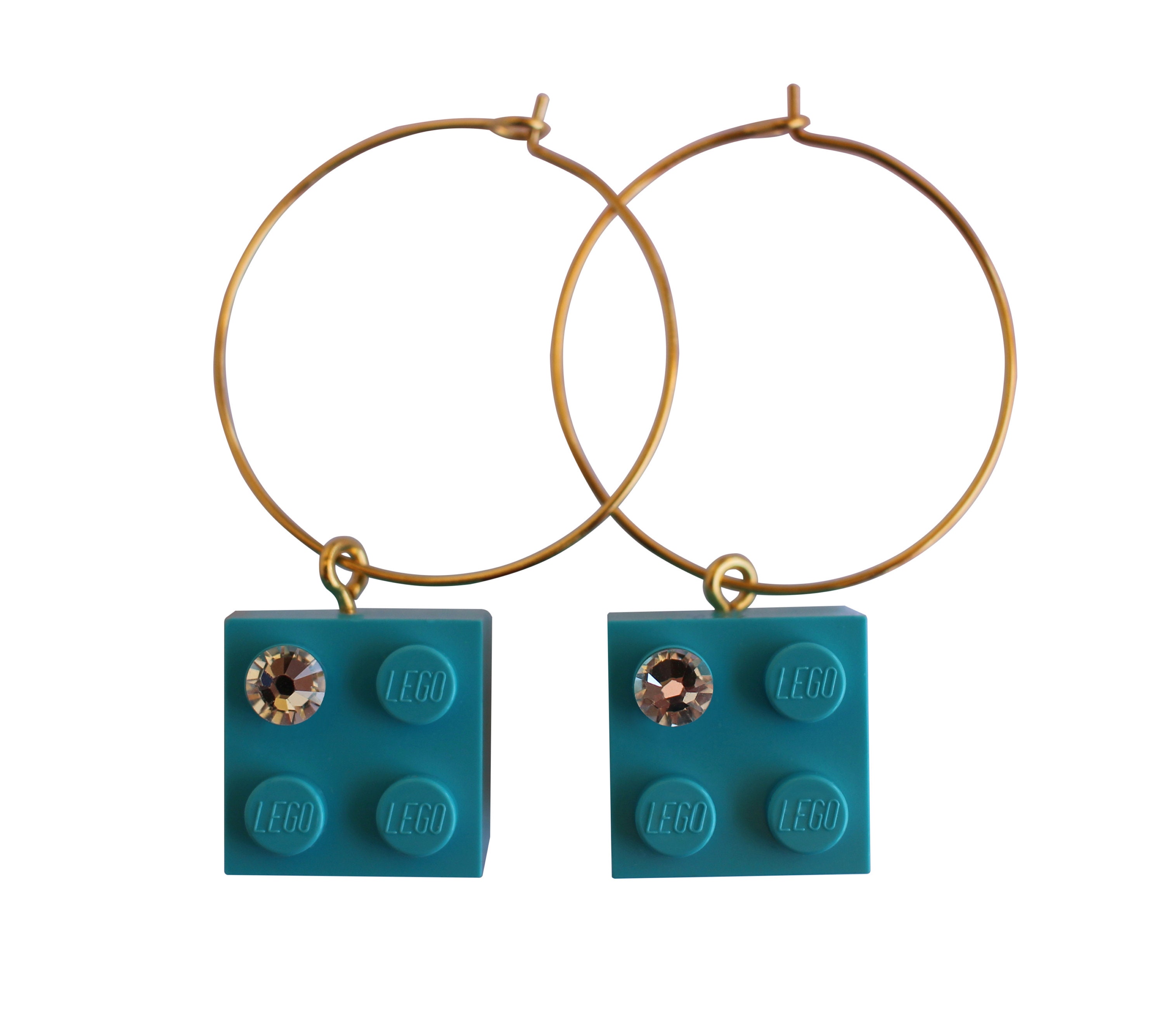 Turquoise Blue LEGO® Brick 2x2 With a diamond Color SWAROVSKI® Crystal ...