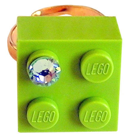 Light Green LEGO® Brick 2x2 With a Green SWAROVSKI® Crystal on - Etsy
