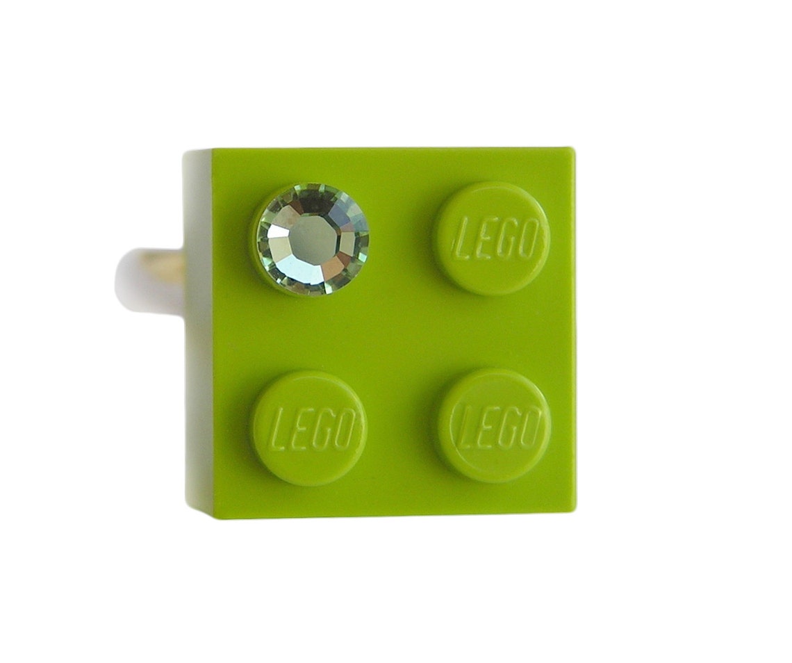 Light Green LEGO® Brick 2x2 With a Green SWAROVSKI® Crystal on - Etsy
