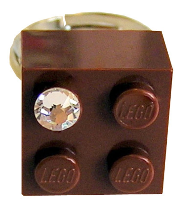 Brown LEGO® Brick 2x2 With a diamond Color SWAROVSKI® Crystal on a ...