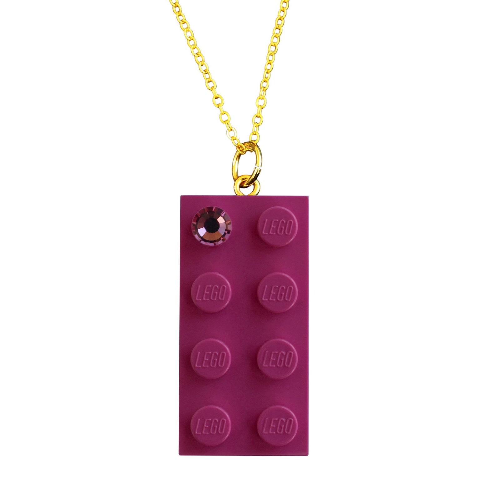 Dark Pink LEGO® Brick 2x4 With a Pink SWAROVSKI® Crystal on a - Etsy Israel
