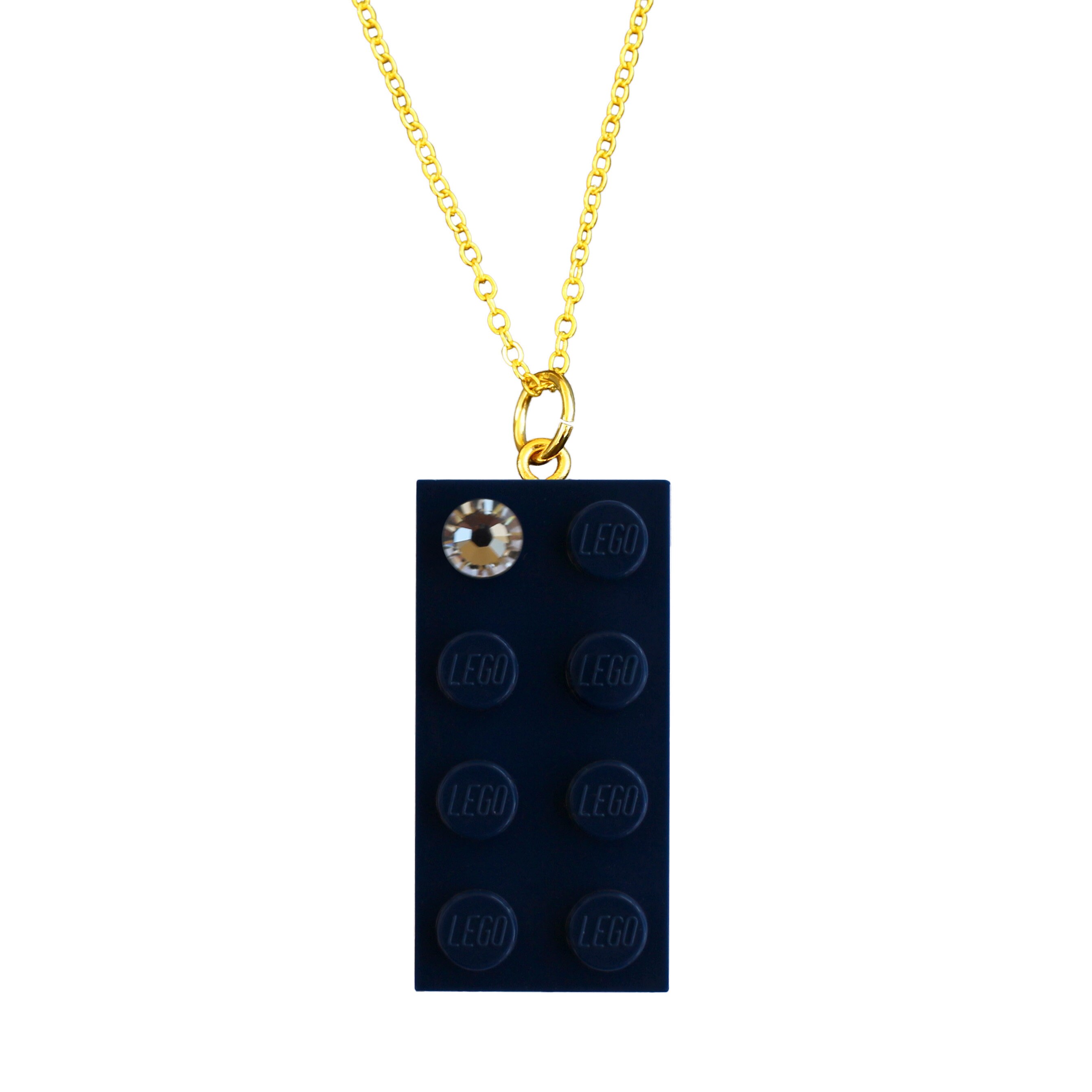 Navy Blue LEGO® Brick 2x4 With a 'diamond' Color SWAROVSKI® Crystal on ...